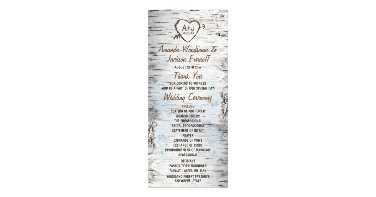 Country Rustic Birch Tree Bark Wedding Programs | Zazzle