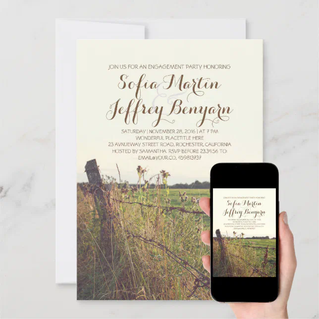 country rustic engagement party invitation | Zazzle