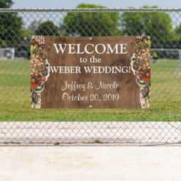 Country Rustic Fall Autumn Custom Wedding Banner | Zazzle