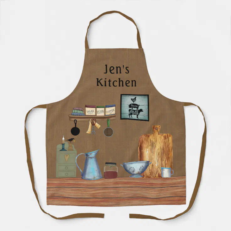 Country Rustic Farmhouse Kitchen Personalized Apron | Zazzle