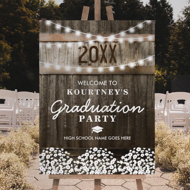Country Rustic Graduation Party Welcome Foam Board | Zazzle