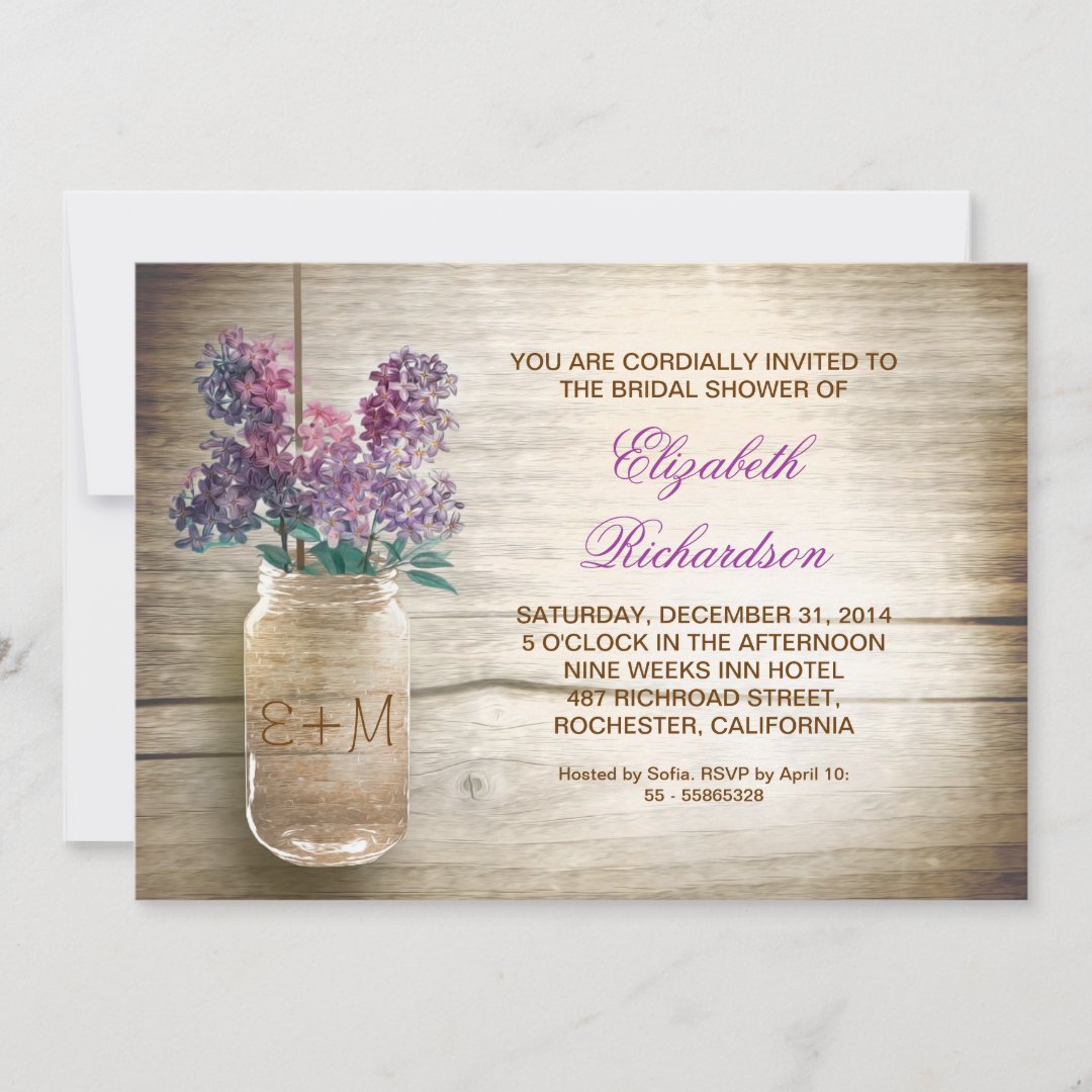 country rustic mason jar bridal shower invitations | Zazzle