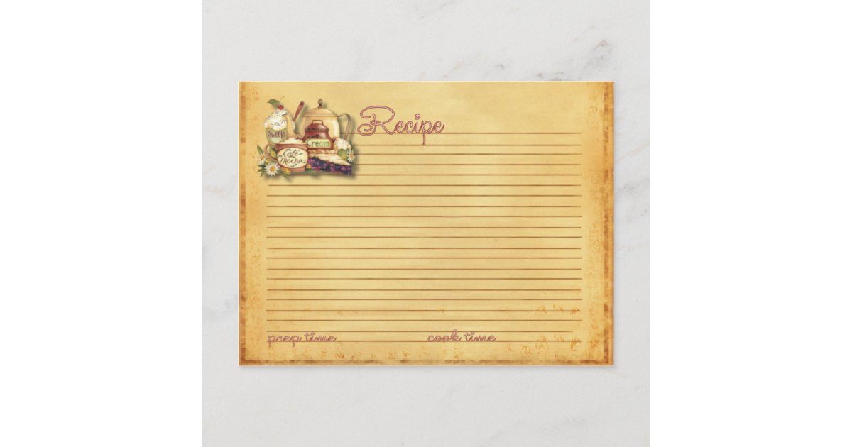 country rustic recipe card | Zazzle