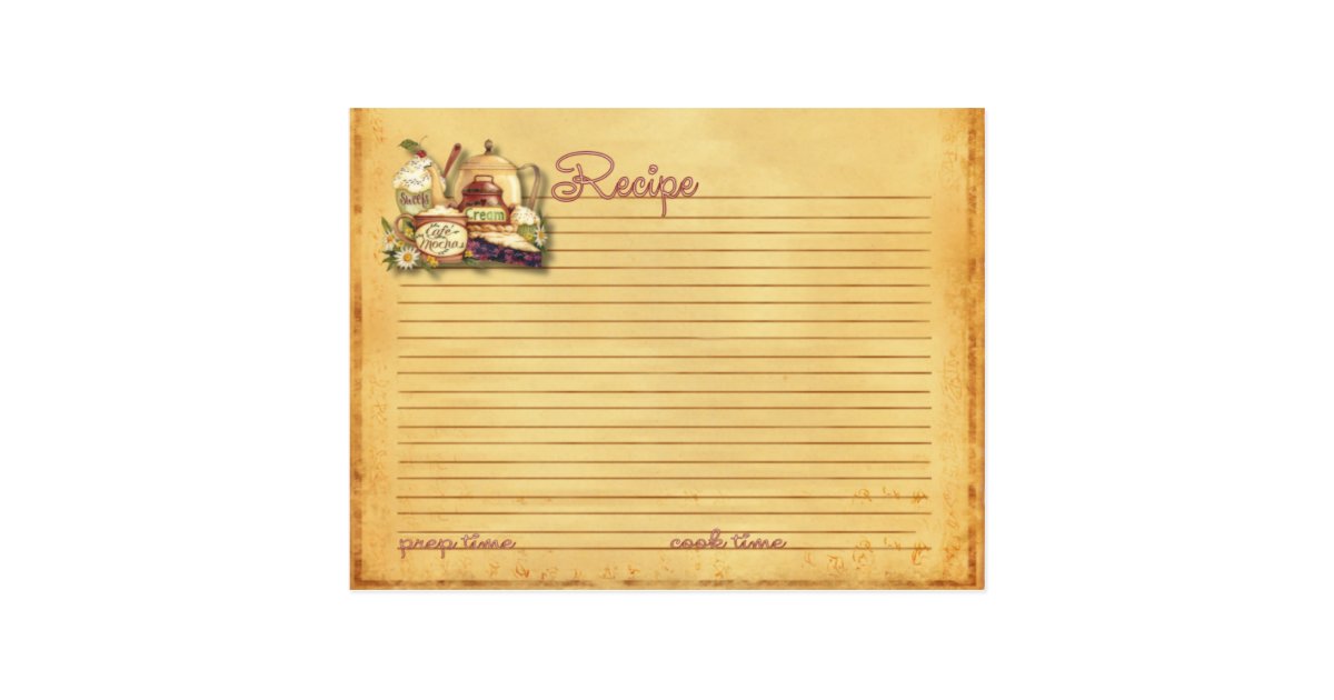 country rustic recipe card | Zazzle.com