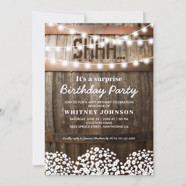 Country Rustic Surprise Birthday Party Invitation | Zazzle