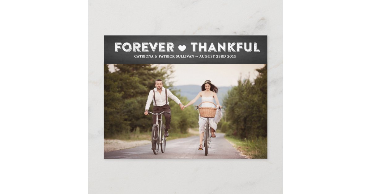 Country Rustic Thankful Wedding Thank You Postcard | Zazzle