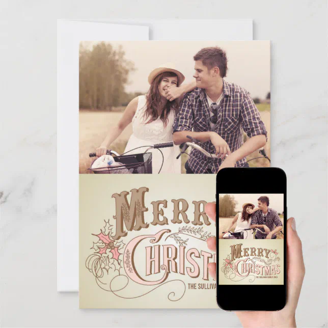 Country Rustic Typography | Holiday Photo Card | Zazzle