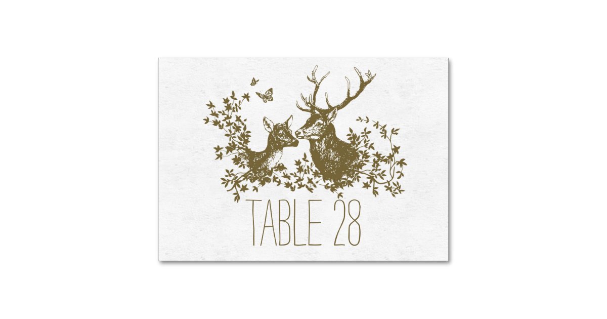 Country rustic wedding table number card with deer | Zazzle