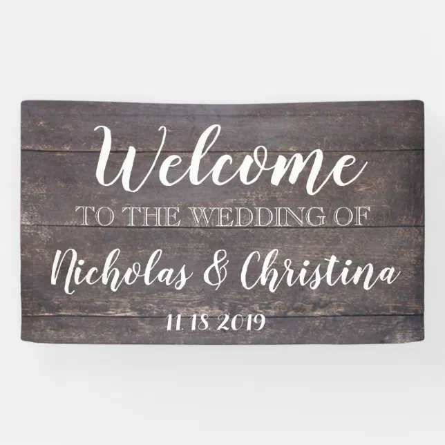 Country Rustic Welcome Wedding Banner Wood | Zazzle