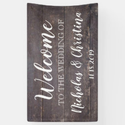 Country Rustic Welcome Wedding Banner Wood | Zazzle