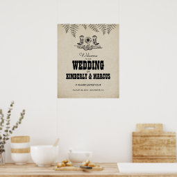 Country Rustic Western Wedding Welcome Sign Poster | Zazzle