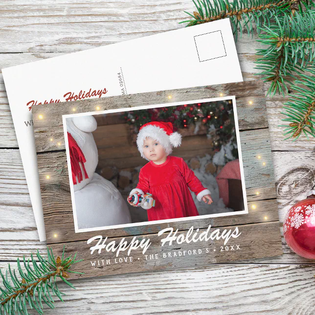 Country Rustic Wood Lights Photo Postcard | Zazzle