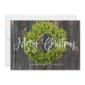 Country Rustic Wood Merry Christmas Greeting Holiday Card | Zazzle