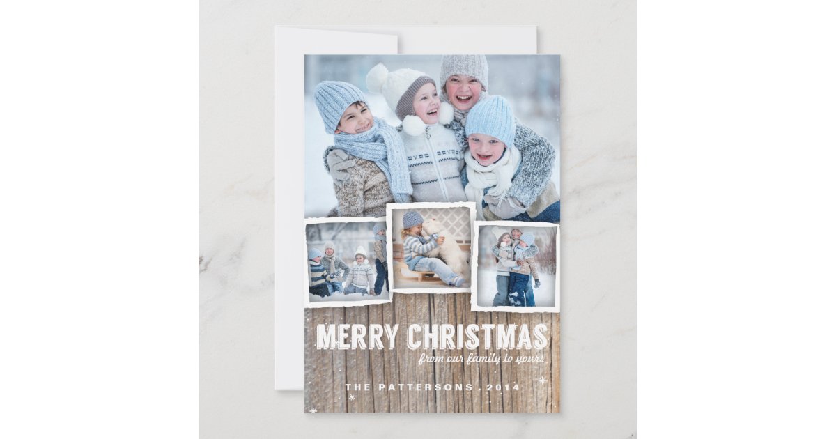 Country Rustic Wood Merry Christmas Photo Card | Zazzle