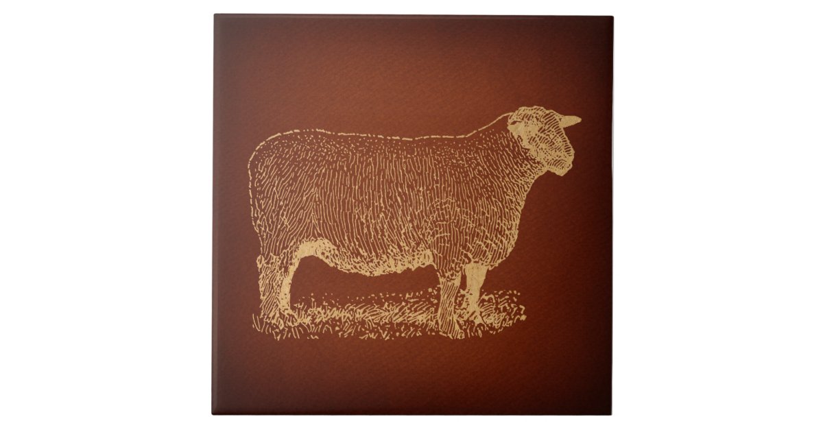 Country Sheep Rustic Illustrated Antique Art Ceramic Tile | Zazzle