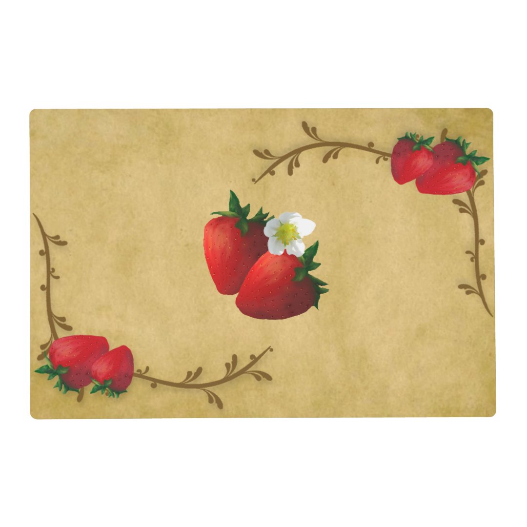 Country Strawberries Laminated Placemat | Zazzle