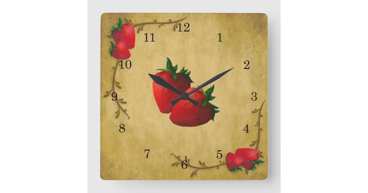 Country Strawberries Wall Clock | Zazzle