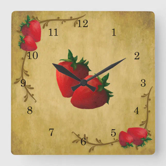Country Strawberries Wall Clock | Zazzle