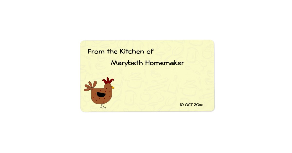 Country Style Chicken Design Homemade Food Label | Zazzle