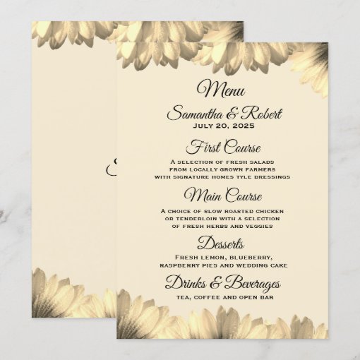 Country Style Floral Wedding Menu Selection Card | Zazzle