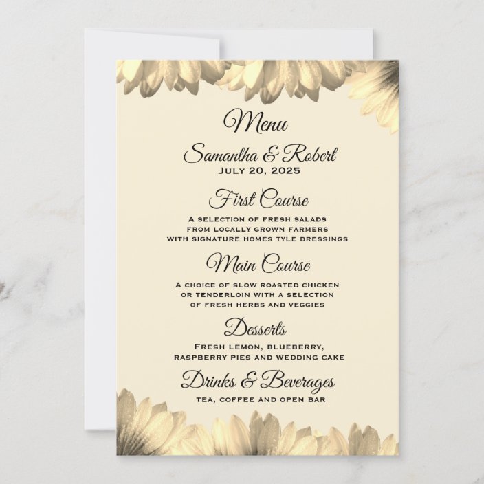 Country Style Floral Wedding Menu Selection Card | Zazzle.com