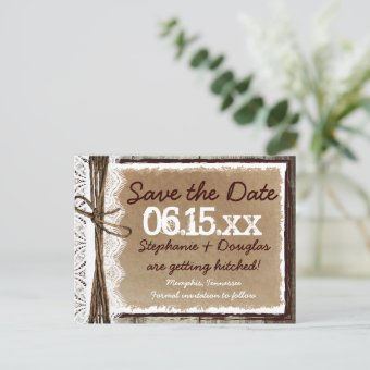Country Style Rustic Save the Date Postcards | Zazzle