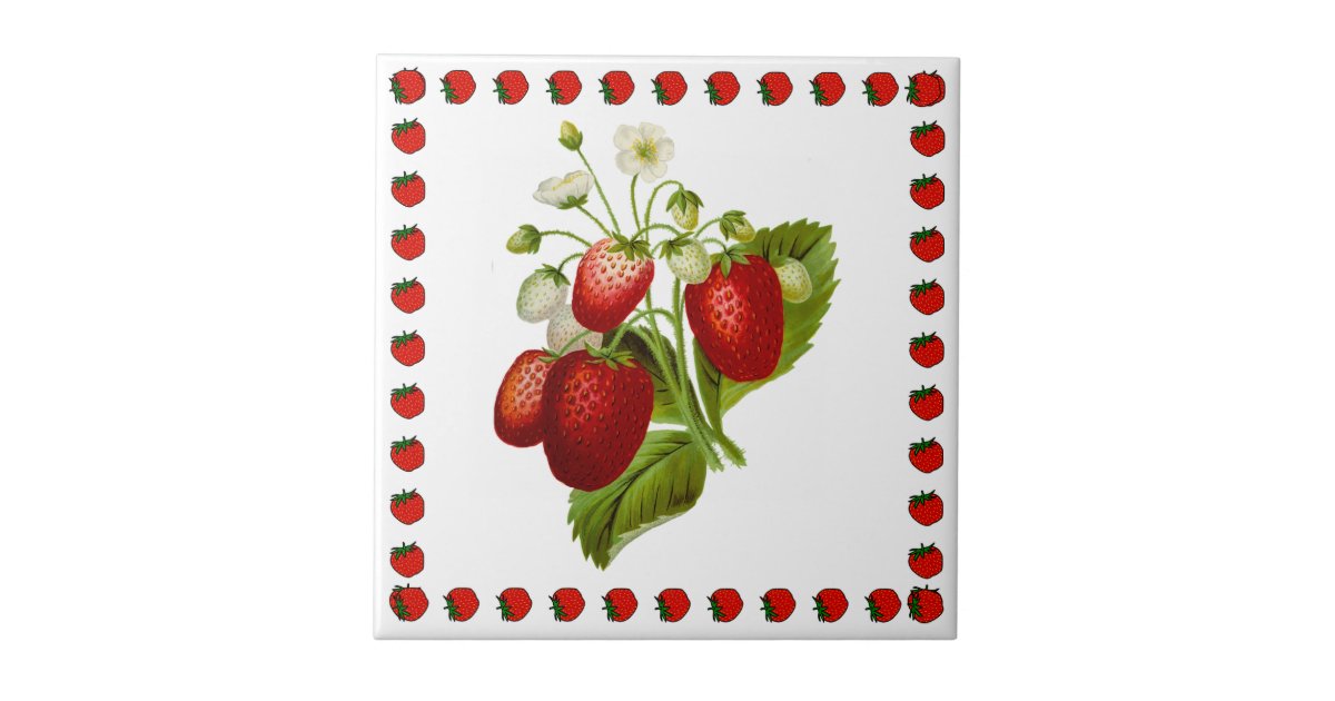 Country Style Strawberry Pattern Ceramic Tile | Zazzle