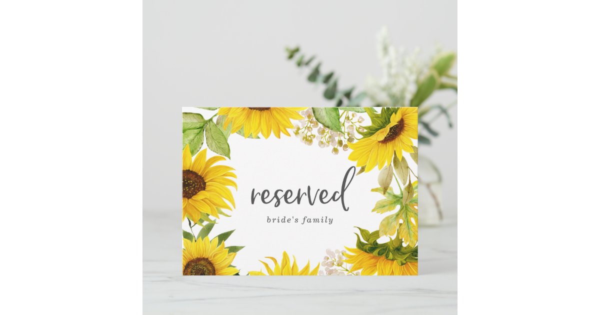 Country Sunflower Reserved Sign | Zazzle