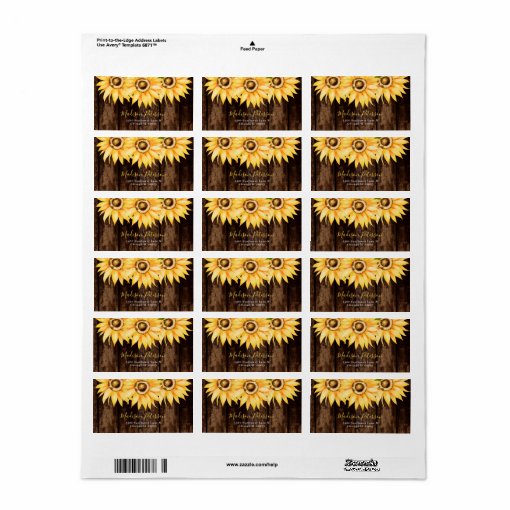 Country Sunflower Return Address Birthday Label | Zazzle
