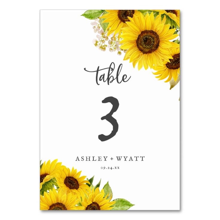 Country Sunflower Table Number | Zazzle