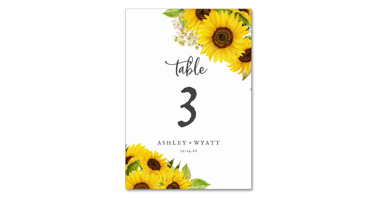 Country Sunflower Table Number | Zazzle