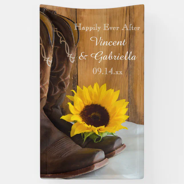Country Sunflower Western Wedding Banner | Zazzle