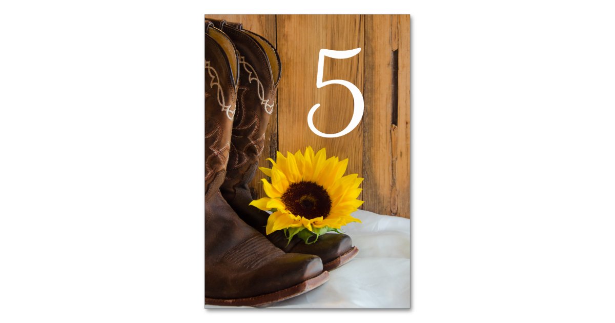Country Sunflower Western Wedding Table Numbers | Zazzle