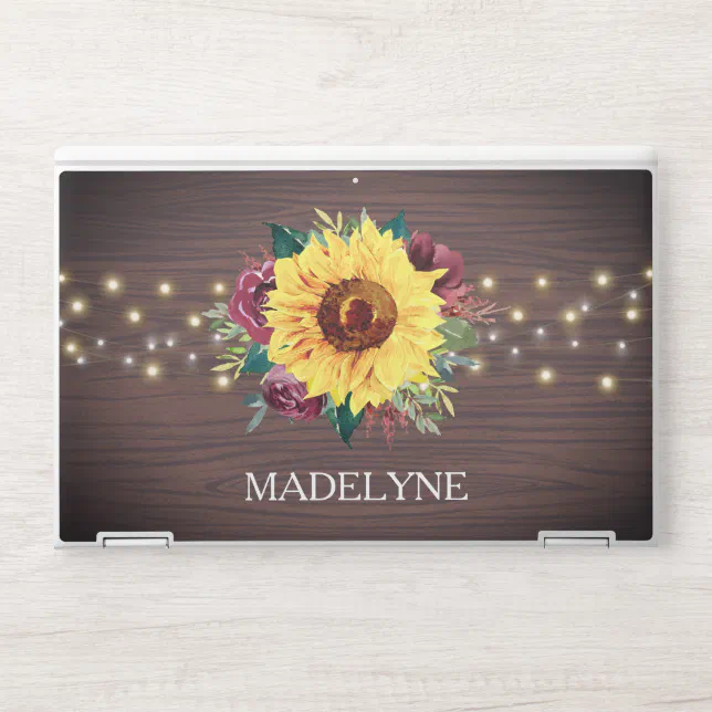 Country Sunflowers Wood Lights Rustic HP Laptop Skin | Zazzle