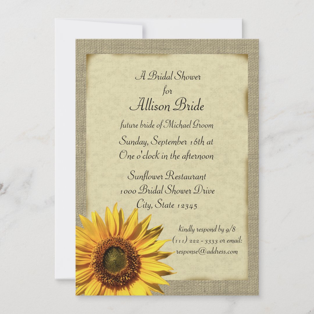 Country Sunshine Sunflower Bridal Shower Invitation | Zazzle