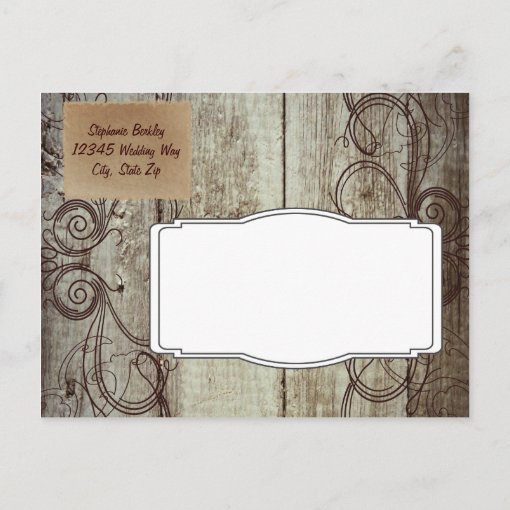 Country Swirl Wood Rustic Save the Date Postcards | Zazzle