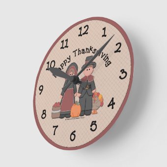 Country Thanksgiving Wall Clock | Zazzle