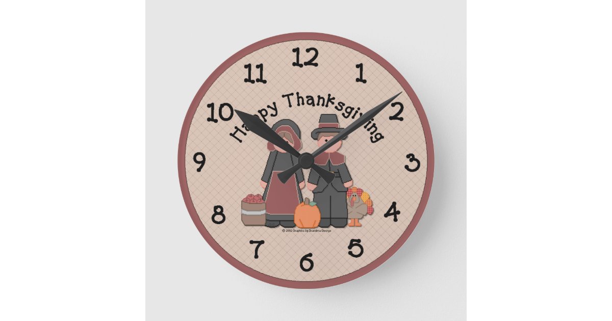 Country Thanksgiving Wall Clock | Zazzle