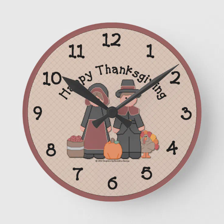 Country Thanksgiving Wall Clock | Zazzle