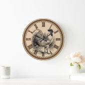 Country Vintage rooster kitchen wall clock | Zazzle