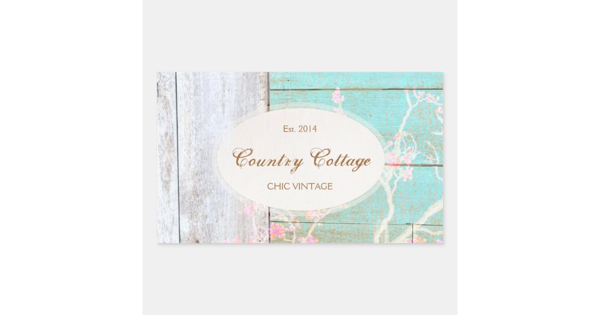 Country Vintage, Turquoise Rustic Wood Rectangular Sticker | Zazzle