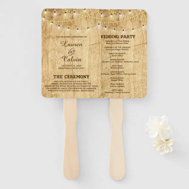 Country Wedding Ceremony Program Fan | Zazzle