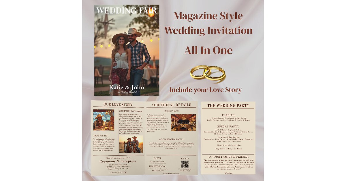 Country Wedding Magazine Cover Invitation | Zazzle