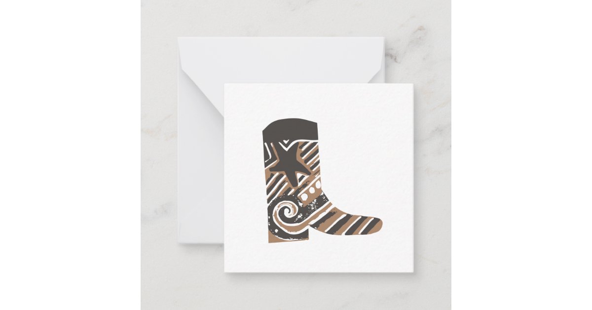 Country Western Boot Note Card | Zazzle