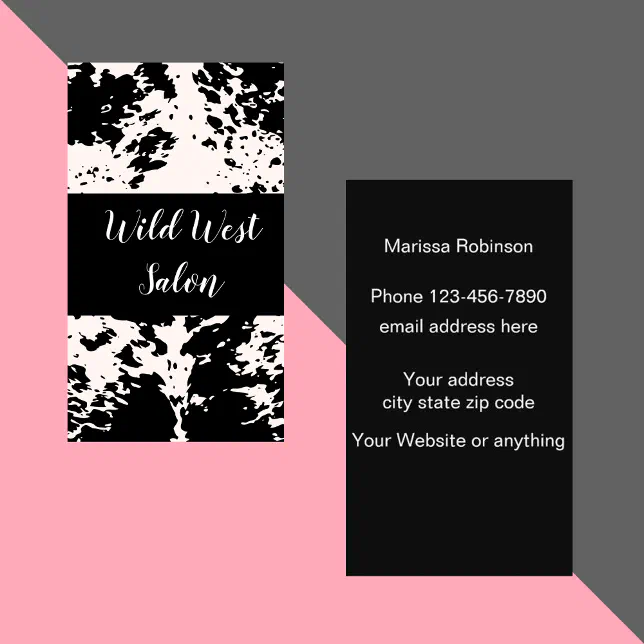 Country Western Cow Pattern Theme Business Card | Zazzle
