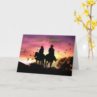 Country Western Cowboy Anniversary Card | Zazzle
