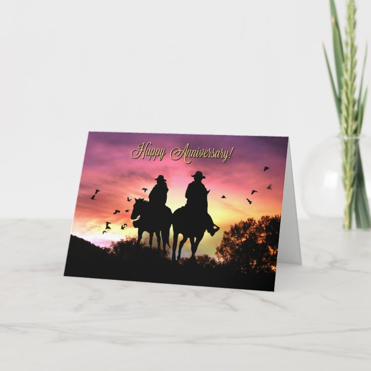 Country Western Cowboy Anniversary Card | Zazzle