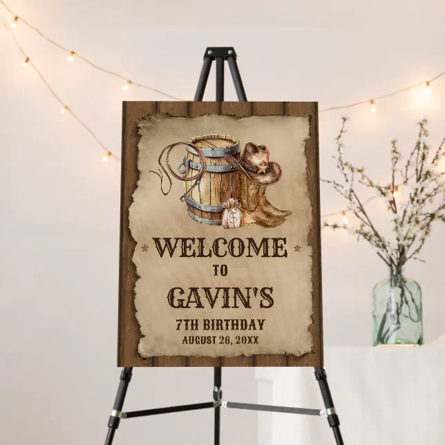 Country Western Cowboy Birthday Party Welcome Sign | Zazzle