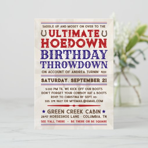 Country Western Cowboy Hoedown Party Invitation | Zazzle