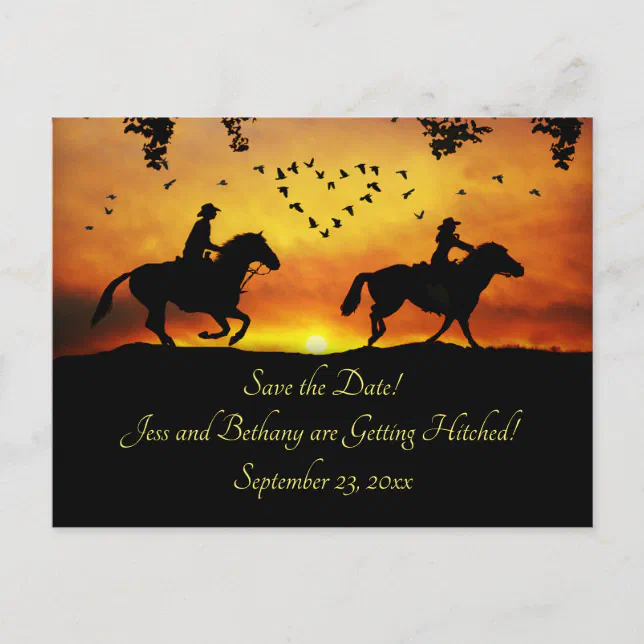 Country Western Cowboy Rustic Save The Date Invitation Postcard | Zazzle